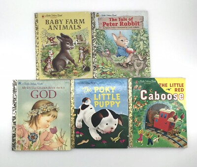 Little Golden Book 5 Lot God, Baby Animals, Poky Puppy, Peter Rabbit ...
