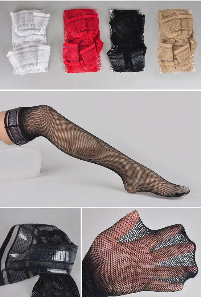 Anti-slip Silicone Gel Thigh High Stockings Mesh Fishnet Nylons Hose (4 ...