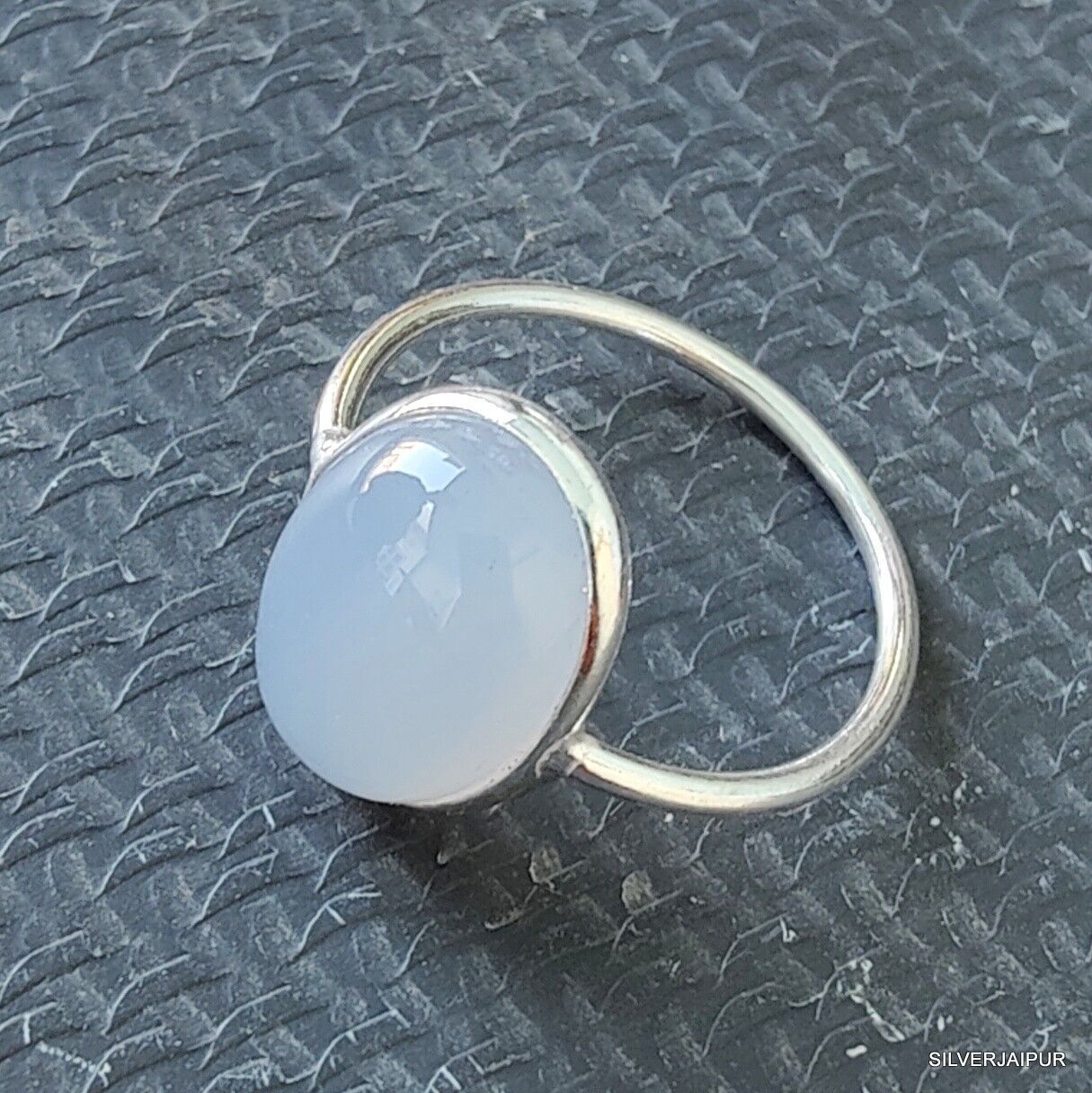 Natural Oval Chalcedony 925 Solid Sterling Silver Handmade Bezel Ring ...