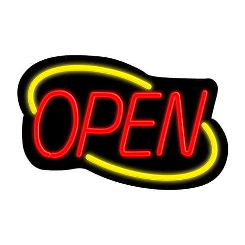 Open Glass Neon Sign 22"L x 14"H #10153YR | eBay