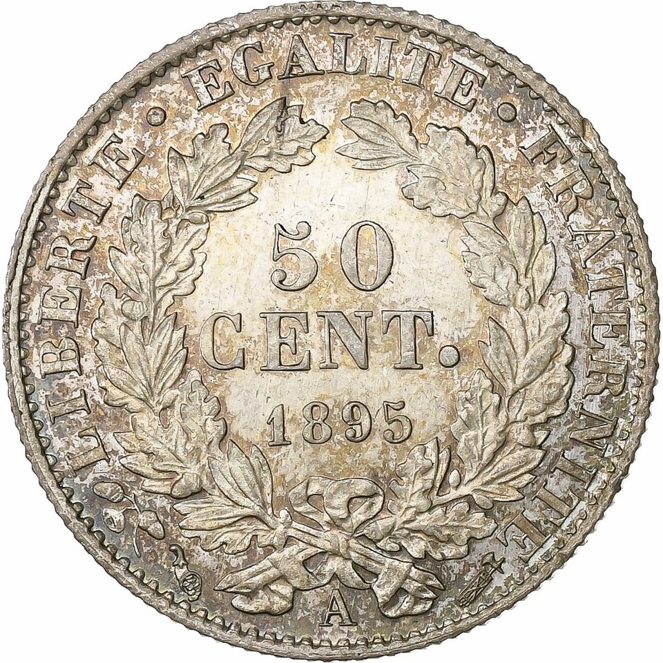 [#136541] France, 50 Centimes, Cérès, 1895, Paris, Silver, AU, Gadoury ...