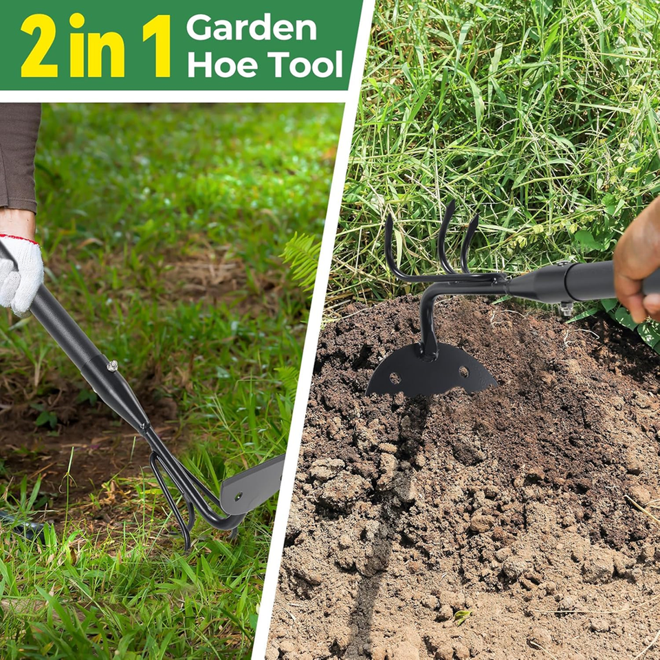 2 in 1 Gardening Tool Hoe + Cultivator for lawn Gardening Weeding Soil ...