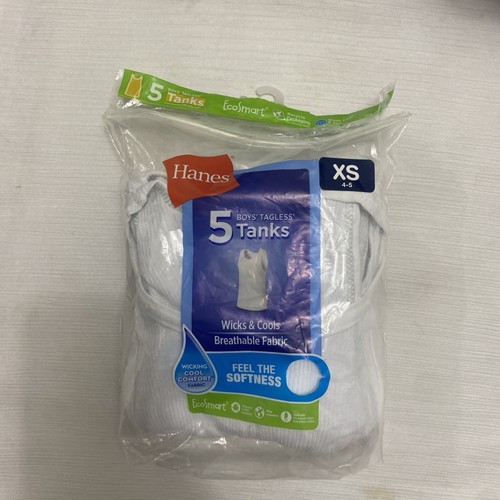 Hanes - 5 Boys Tagless White Tanks - Size XS (4-5) | eBay