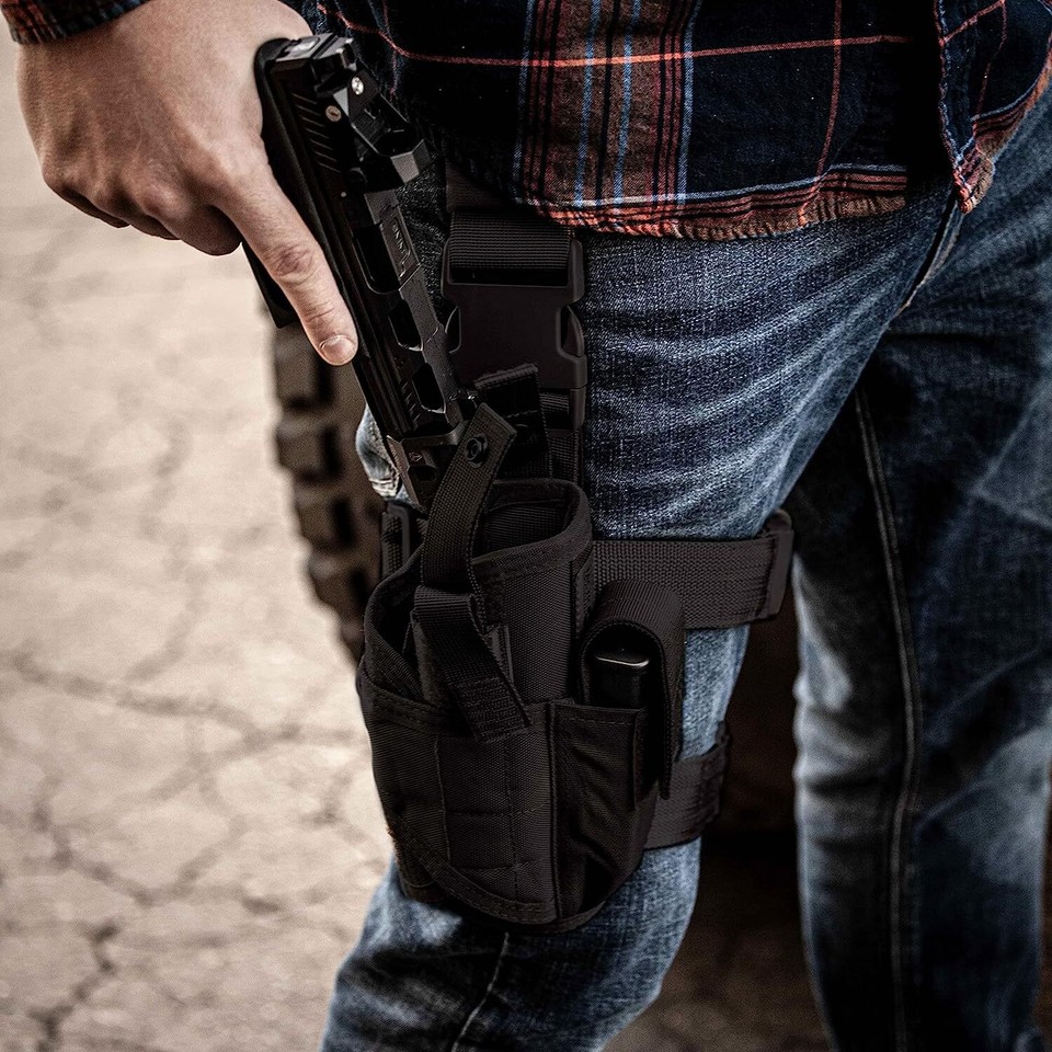 Military Drop Leg Holster Tactical Thigh Pistol Gun Pouch Right Hand ...