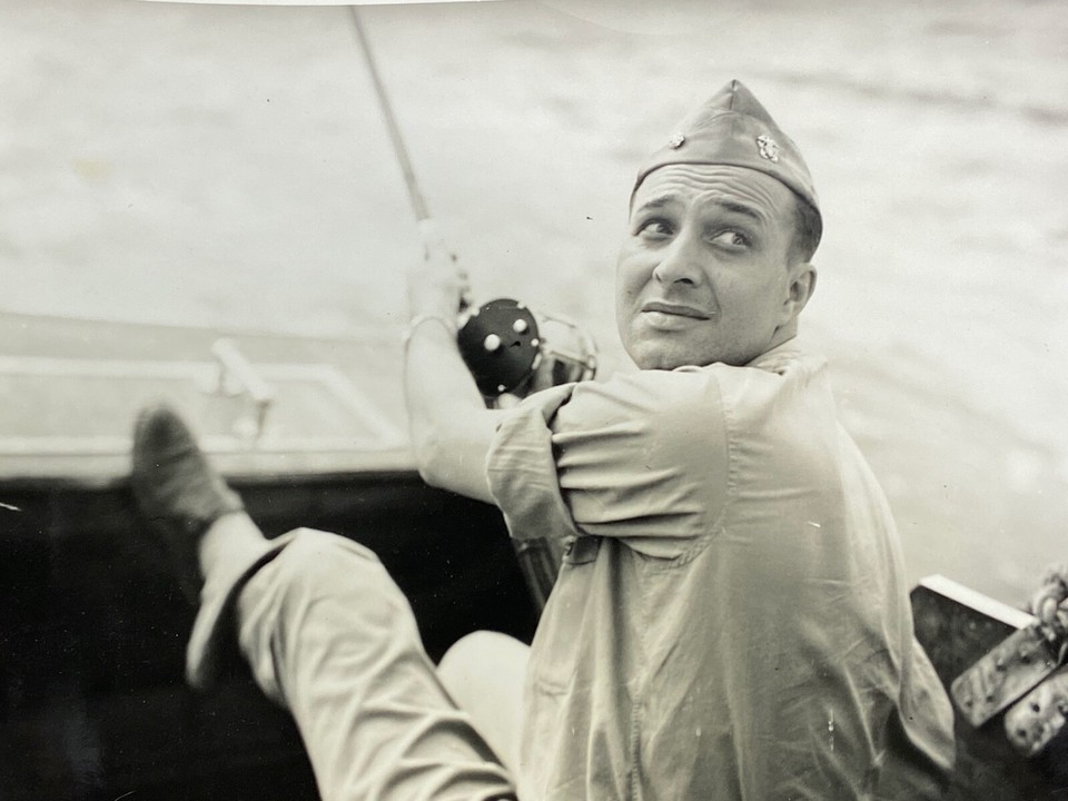 WWII US Navy Officer Fishing 8X10 Photo | eBay