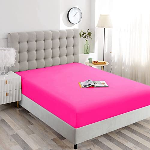 Hot Pink Queen Fitted Sheet Onlyultra Soft And Wrinkle Fitted Bottom ...