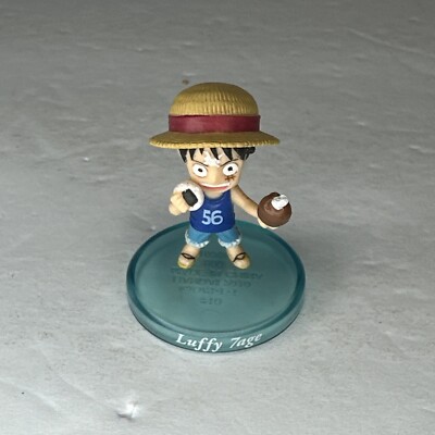 2010 One Piece 2" Child Luffy 7age Eating Mini Figure Blue Base Bandai ...