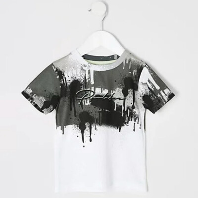 River Island Boys White Prolific Drip Fade Short Sleeve T-Shirt | eBay