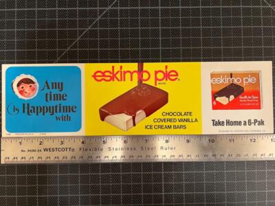 Vintage 1960s ESKIMO PIE 13"x4" CHOCOLATE VANILLA ICE CREAM BAR Display ...