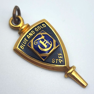 Blue & Gold Staff University / High School Gold Tone Enamel Fob Charm ...