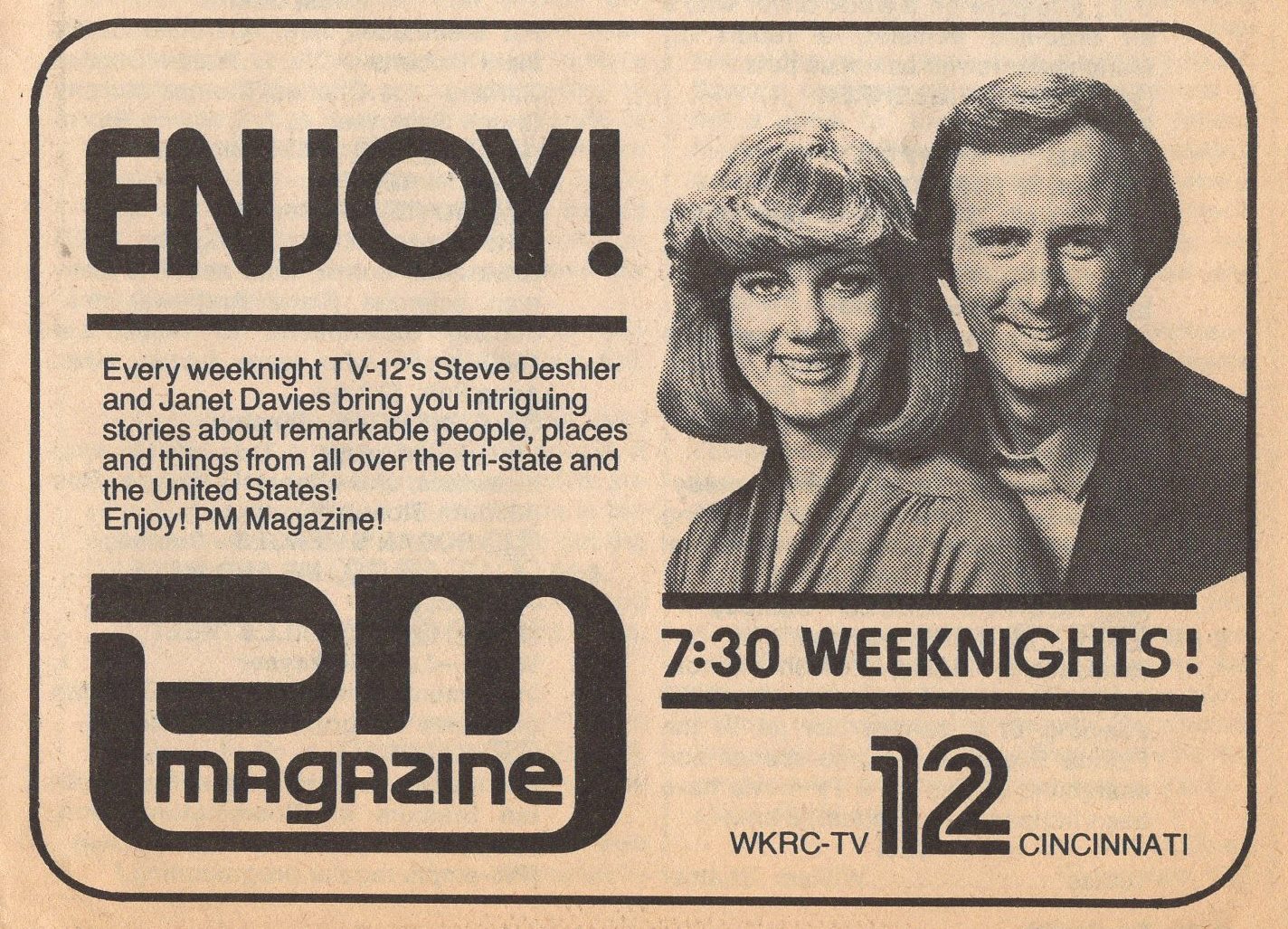 1980 WKRC TV AD ~ JANET DAVIES & STEVE DESHLER CINCINNATI PM MAGAZINE ...