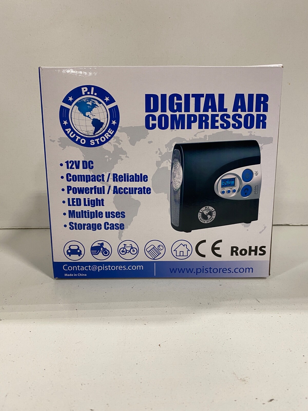 Digital Air Pump With Pressure Gauge, 12V Air Compressor, PI Store Tire ...