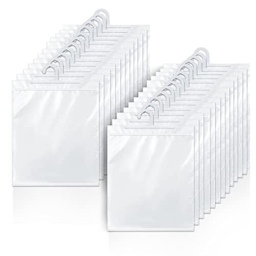 24 Pack Hanging Storage Bags, Large Hook 10 x 12.5-inch Clear Plastic ...