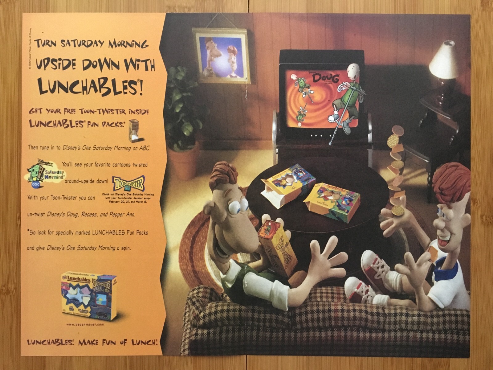 1999 Lunchables Vintage Print Ad/Poster Disney TV Doug Cartoon 90s Kid ...