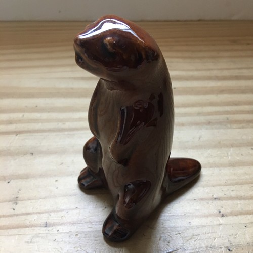 Vintage 1970s Haeger Brown Glazed Ceramic Porcelain Beaver / Bear 4.75 ...