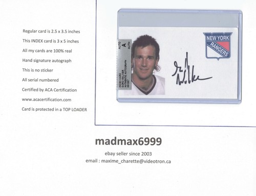 Gord Walker New York NY Rangers AUTOGRAPH AUTO SIGNED INDEX HOCKEY CARD ...