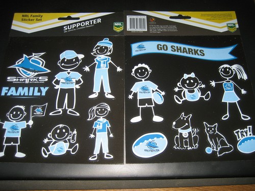 NRL CRONULLA SHARKS Family Sticker Set - 14 stickers per pack - NEW ...