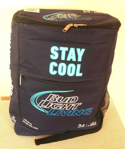 Navy BLUE BUD LIGHT BEER INSULATED BACKPACK KNAPSACK Cooler Holds 24 ...