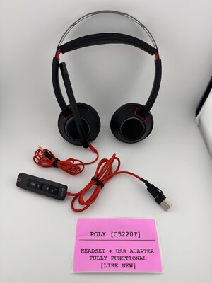 POLY BLACKWIRE [C5220T] WIRED DUAL-EAR STEREO HEADSET WITH BOOM MIC | eBay