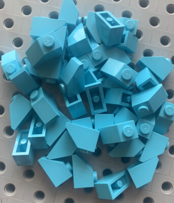 Lego Medium Azure Blue 1x2 Slopes Roof Tile 1x2/45° Bricks 1x2 New Lot ...