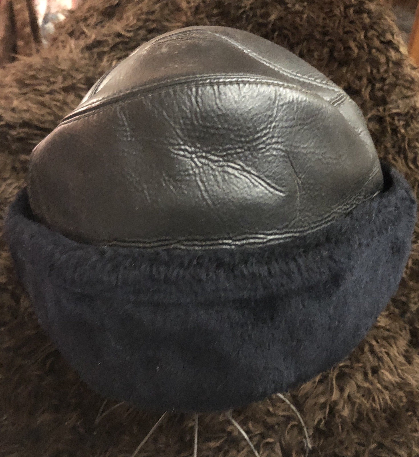 1960s Navy Blue Leather and Faux Fur Ladies Cossack Hat | eBay