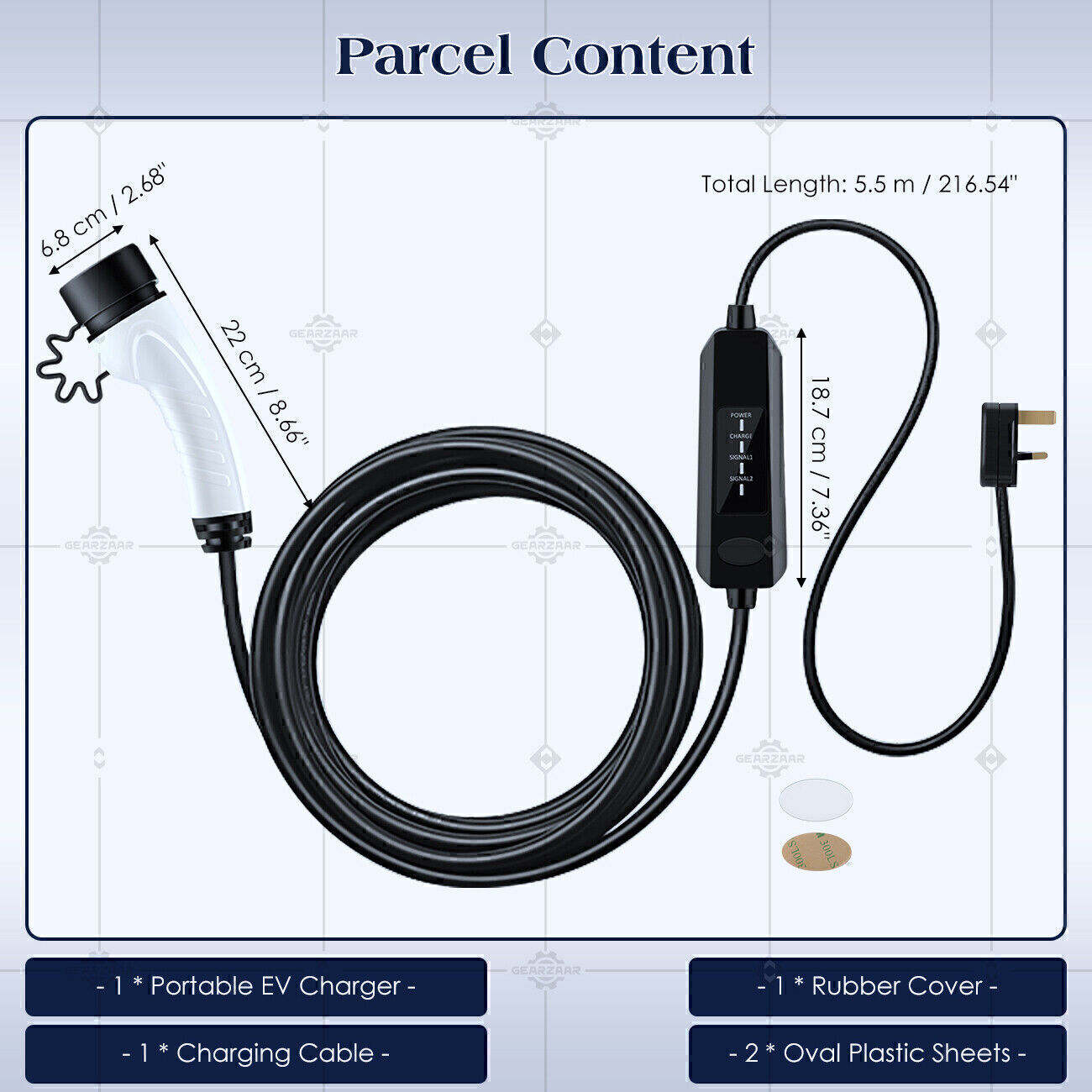13A EV Charging Cable Type 2 UK Plug 3 Pin Electric Vehicle Car Charger ...