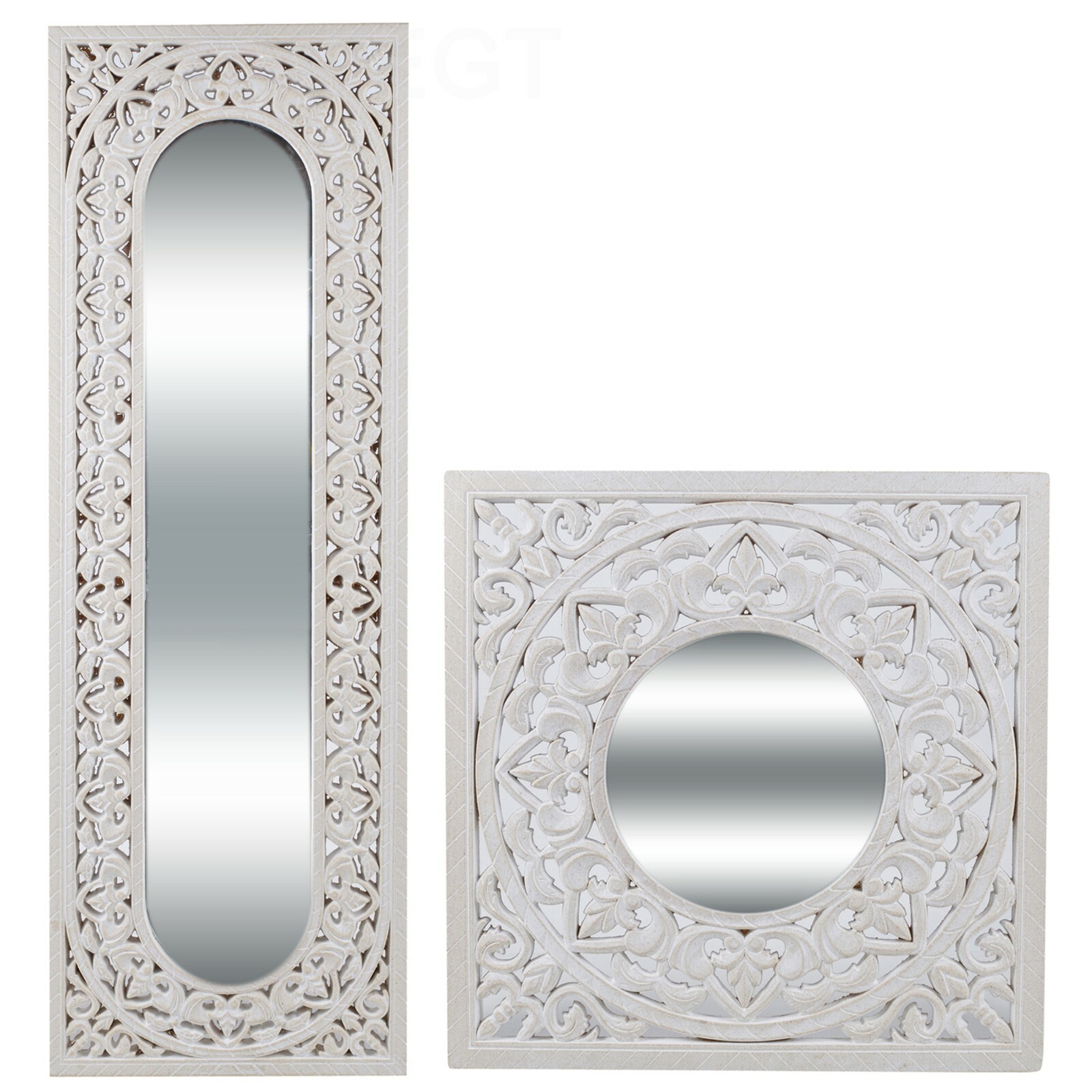 Large White Mirror Wooden Frame Baroque Design Wall Hanging Ornate ...