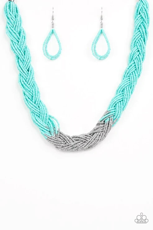 Paparazzi Necklace-Brazilian Brilliance - Turquoise and Silver- Seed ...