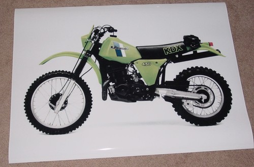 1982 KAWASAKI KDX450 VINTAGE MOTORCYCLE POSTER PRINT 24x36 9 MIL PAPER ...