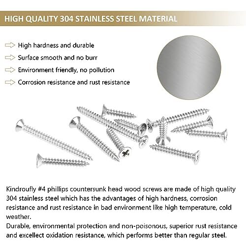 202 Pieces #4 x 1/2" 5/8" 3/4" 1" 1-1/4" Phillips Countersunk Head Self ...