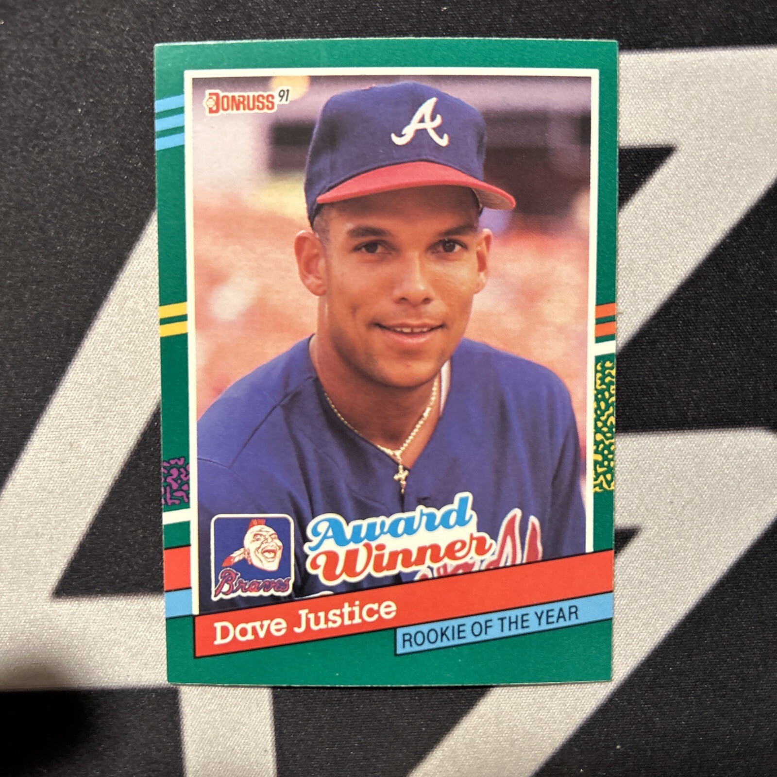 1991 Donruss - 3 Yellow Stripes on Right Border #683 David Justice for ...