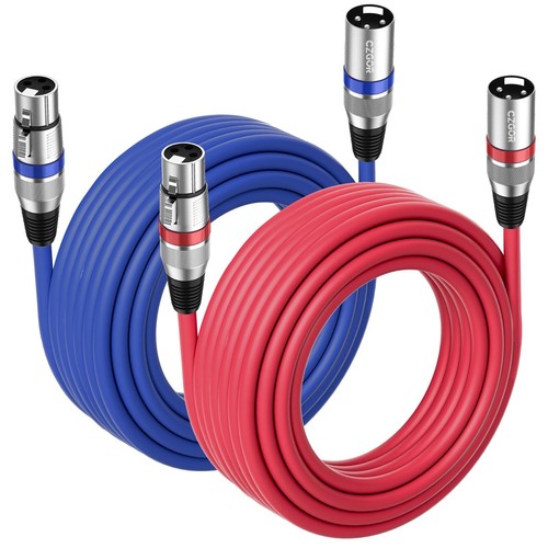 XLR Cables 25 ft 2 Pack 3-Pin XLR Microphone Male to Female Cable ...