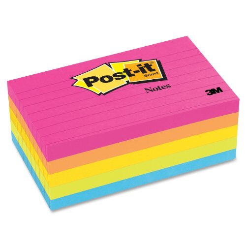 Post-it Neon Fusion Collection Lined Notes - Self-adhesive ...