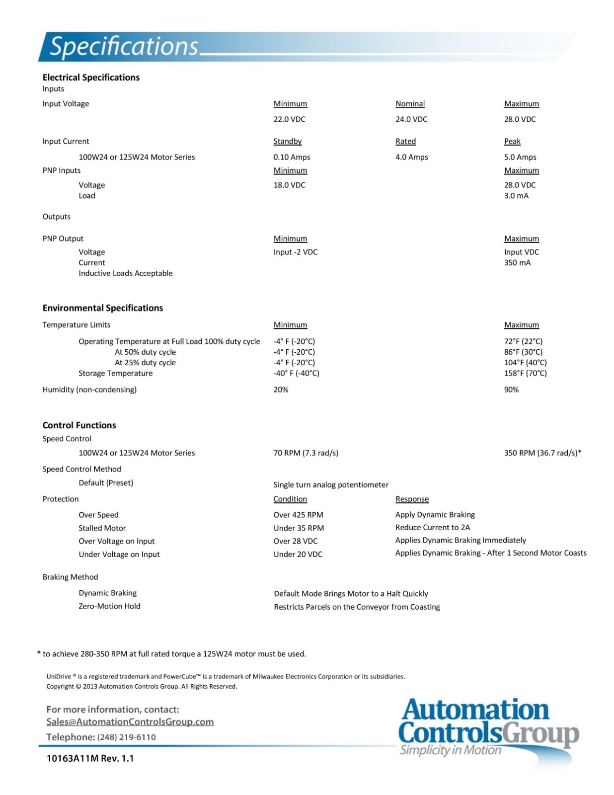 110163 BMC-2 Automation Controls Group Unidrive Basic Motor Control ...