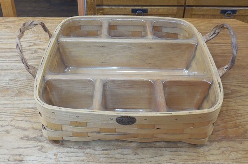 Peterboro sectioned basket with two inserts leather handles | eBay