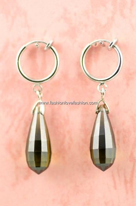 1 PAIR SPRING CLIP-ON CZ DANGLE EARRINGS,TWIST/DROP | eBay