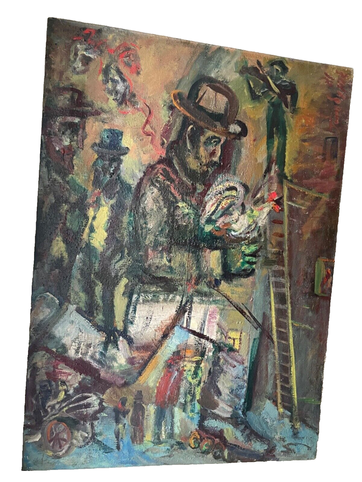 MARC CHAGALL ( circle ) - LARGE OIL ON CANVAS SIGNED - LANDSCAPE ...