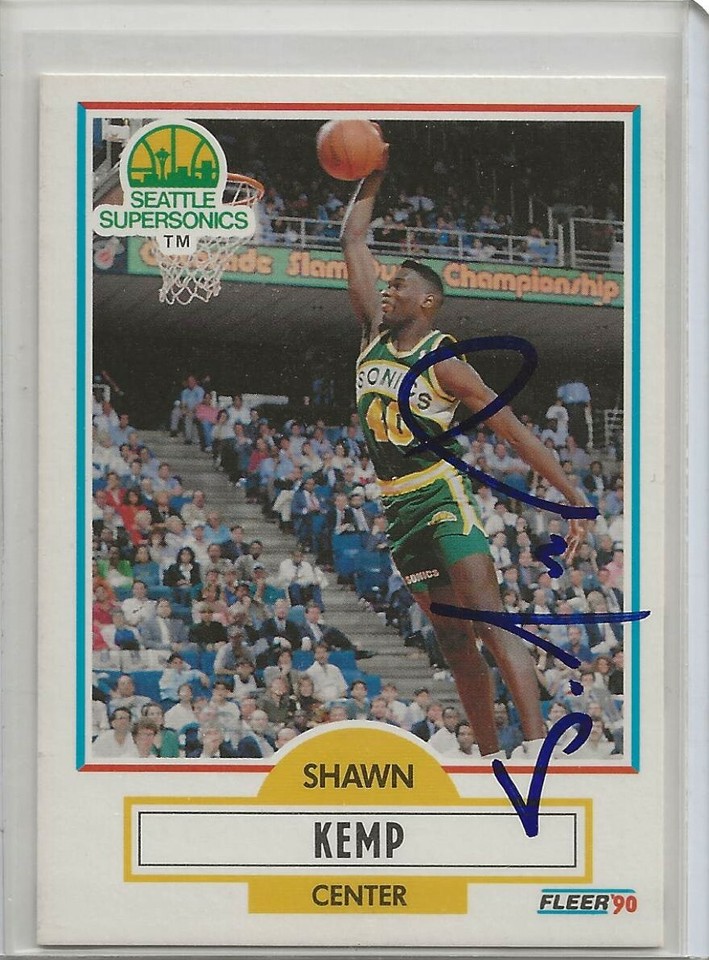 Shawn Kemp Seattle Sonics signed rookie Fleer basketball Card #178 ...