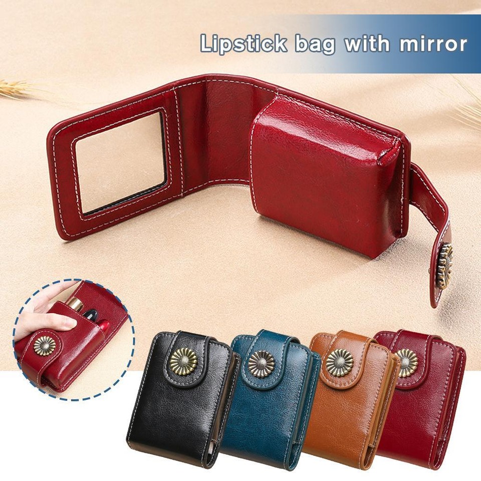 Mini Makeup Box with Mirror Portable Lipstick Storage Bag чв X3S9 Y4A3 ...