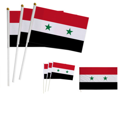 6PCS 21x14cm Small Syrian Flag & 150x90cm Syrian Flag Both Sides Heavy ...