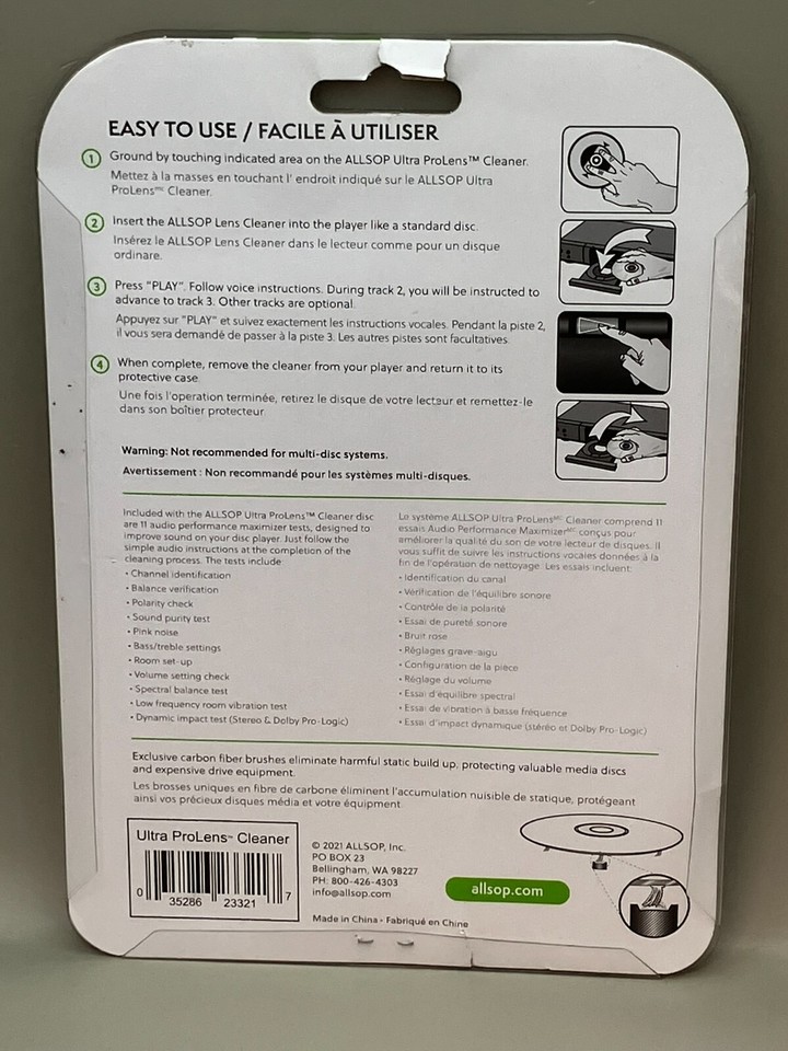 Allsop Cleaning DVD CD Disc Lens Cleaner Kit WII XBOX PS4 Disc Player ...