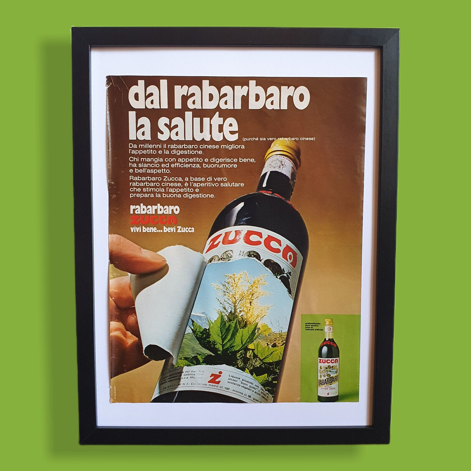 Italian advertising original vintage poster bitter rhubarb Zucca - 1974 ...