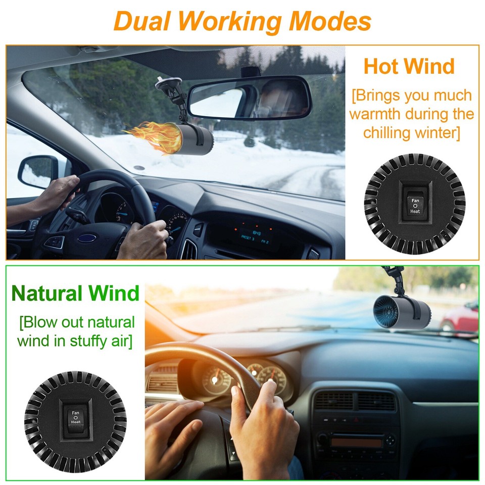Electric Car Heated Hot Air Portable Defogger Defroster with Windshield ...