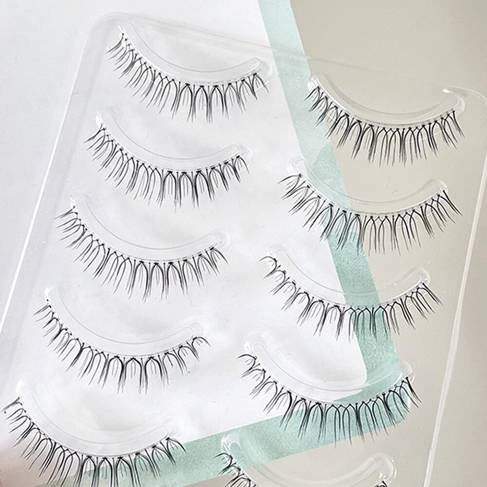 5pairs 3D V Shaped False Eyelashes Natural Transparent Stem Lashes ...