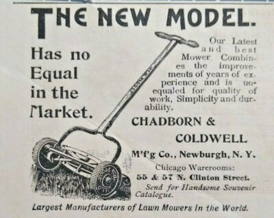 Newburgh New York Vintage Print Ad Chadborn Coldwell Antique Lawn Mower ...