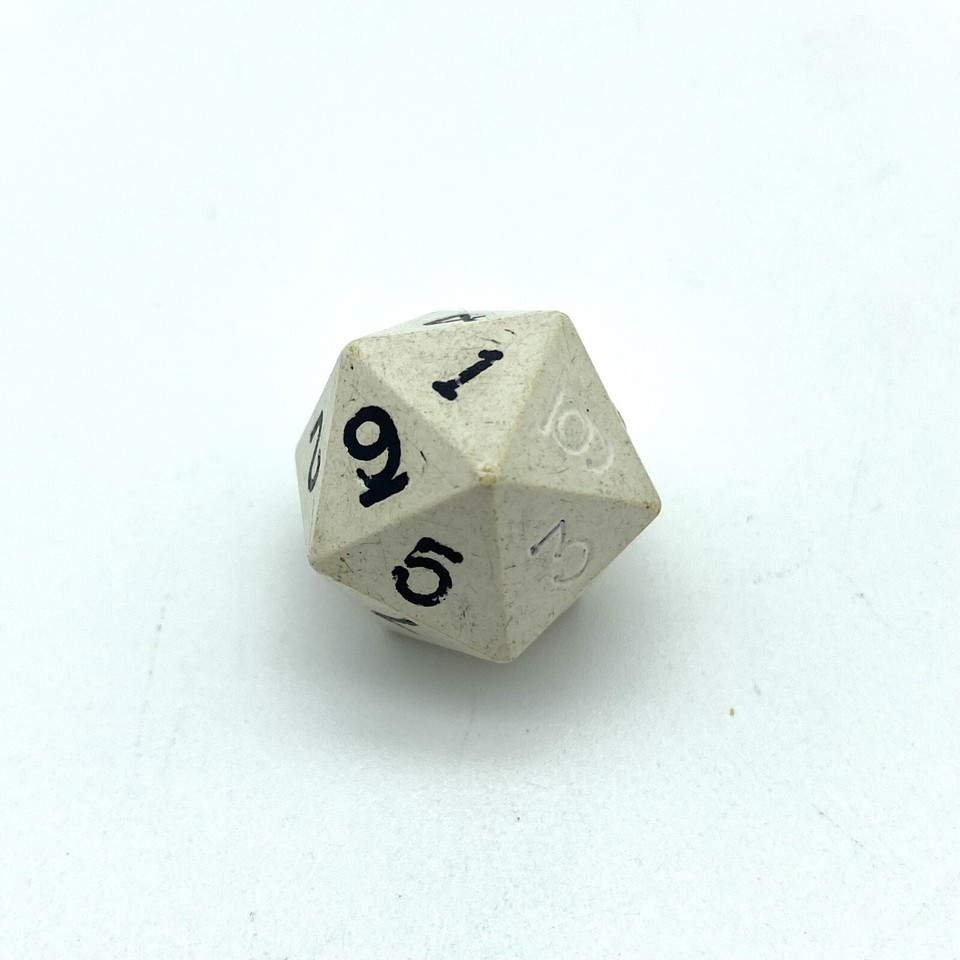 Vintage Gamescience Opaque White D20 Die 0-9x2 Dungeons & Dragons D&D ...