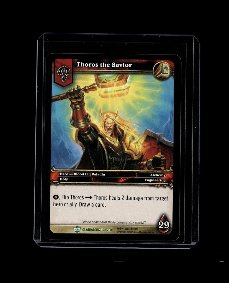 Thoros the Savior 16/208 Gladiators Blood Elf Paladin WoW TCG Hero Card ...
