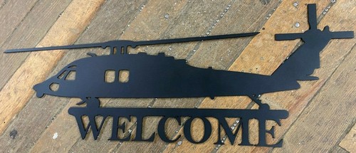 ARMY BLACKHAWK Welcome Sign Metal Wall Art 24" W x 9" T Powder Coated ...