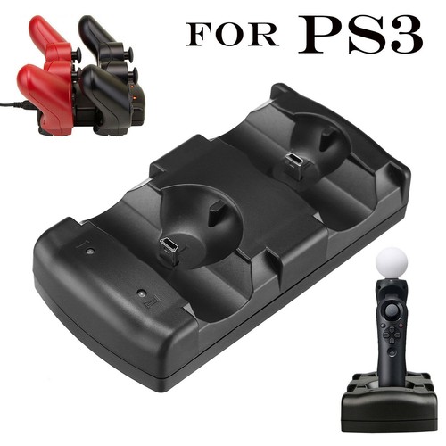 For Playstation 3 PS3/MOVE Dual Controller Charger Charging Dock ...