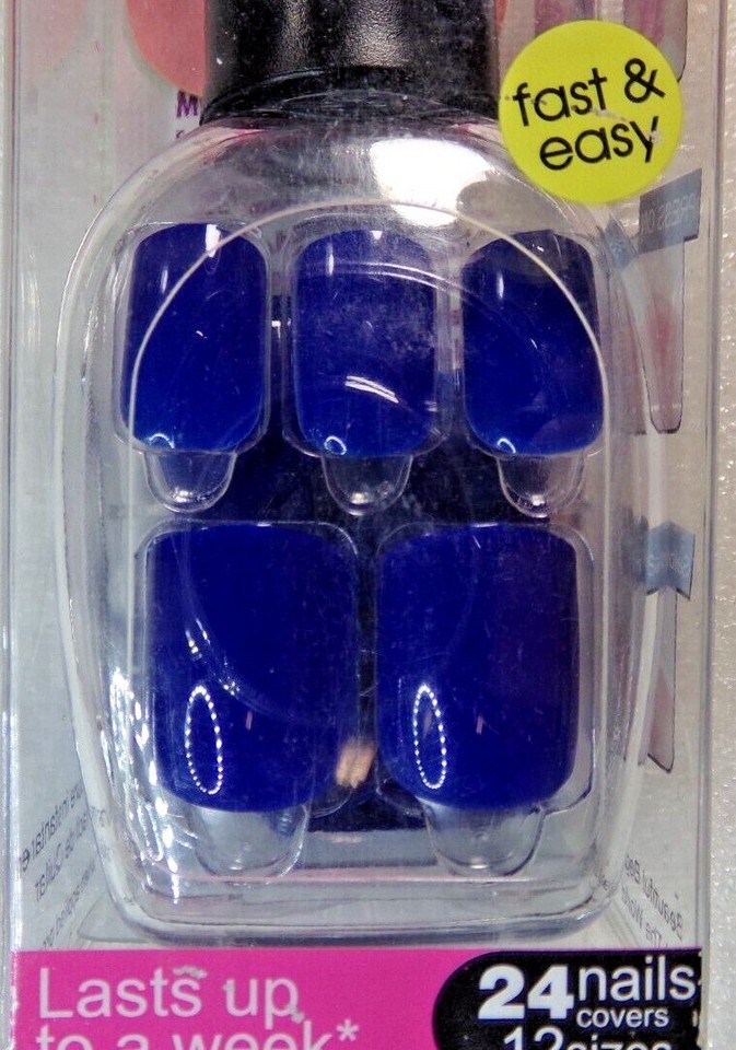 Nadeco Nails "Compare to imPRESS" Press-on Nails short, Shiny Blue Pink ...